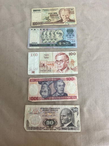 5 Vintage Foreign Banknotes, Turkey And More