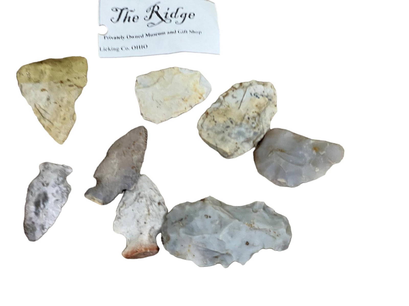 Arrowheads Lot Of 8 Flintridge Artifacts From Ridge Museum Largest 2 3/ ...