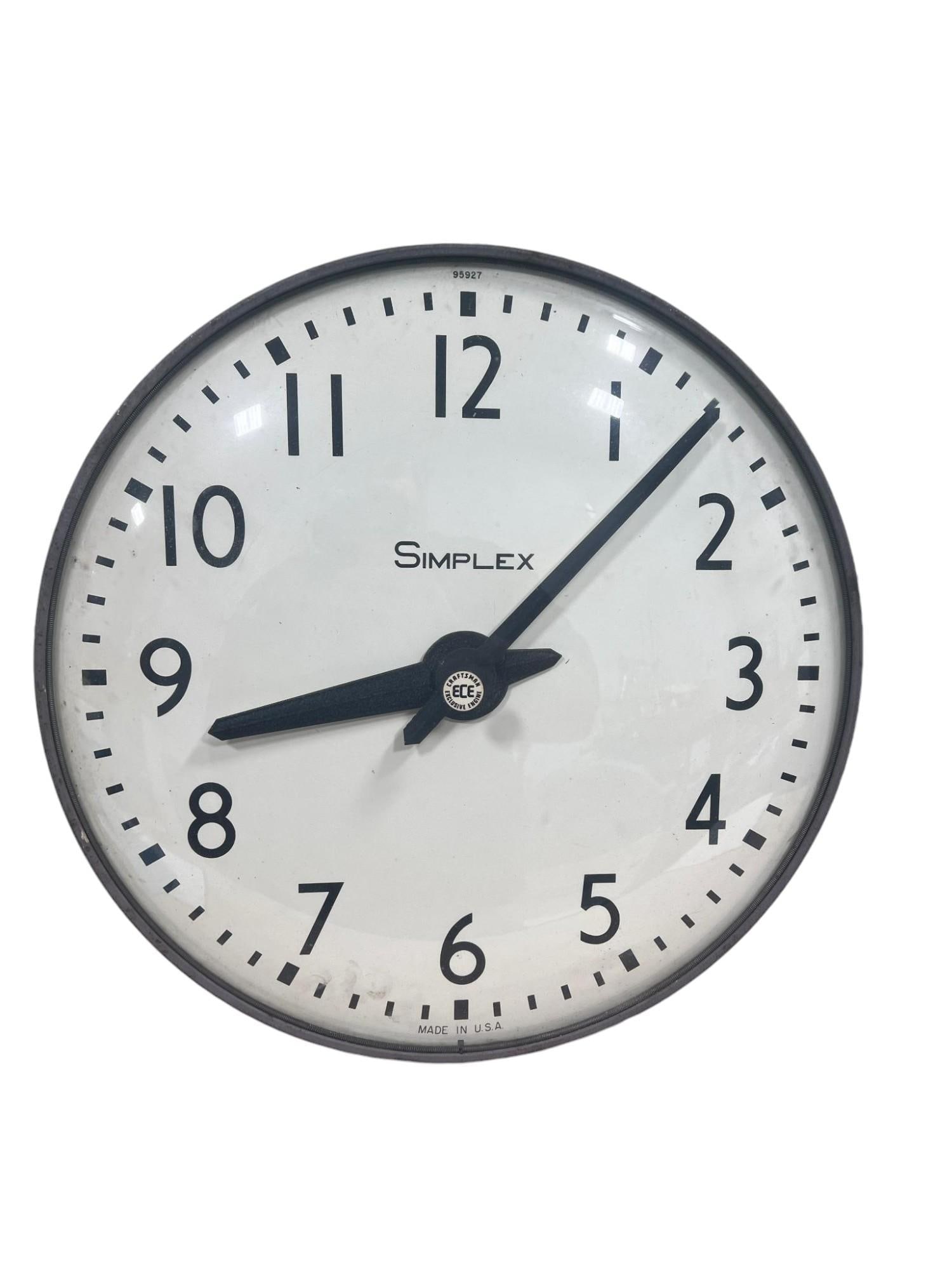 Simplex School Style Electric Clock, Works, 19" Across, Craftsman ...
