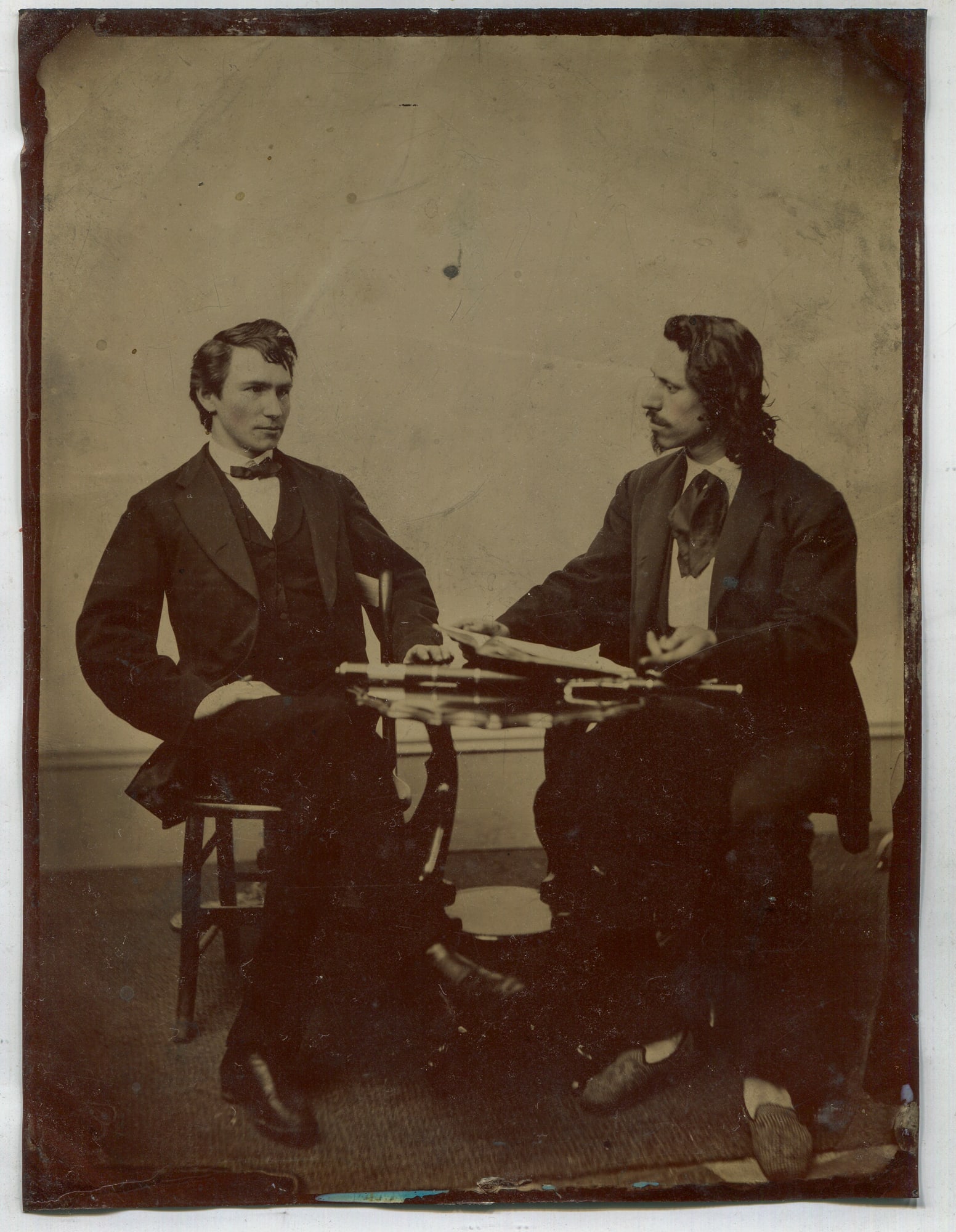 Full Plate Tintype Of Two Musicians Auction