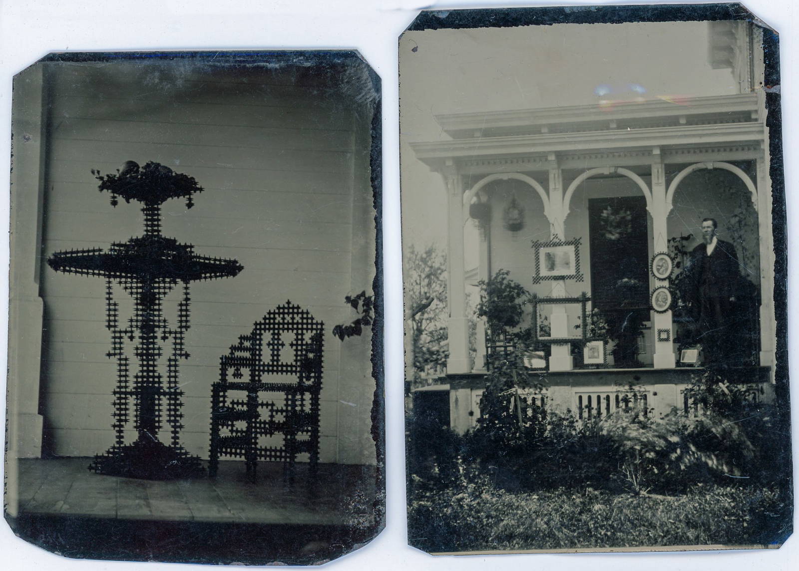 A Pair Of Tintypes Of Some Of The Best Tramp Art With Their Maker Auction