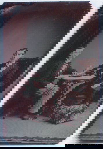 Cdv Tintype Of Two Men With A Stereo Viewer And Views