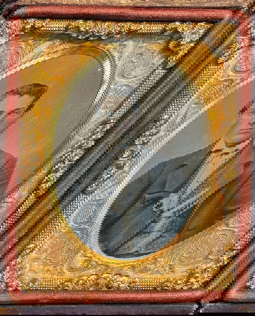 Tintype Of A Jaunty Young Man With A Colt Pistol In His Vest Auction