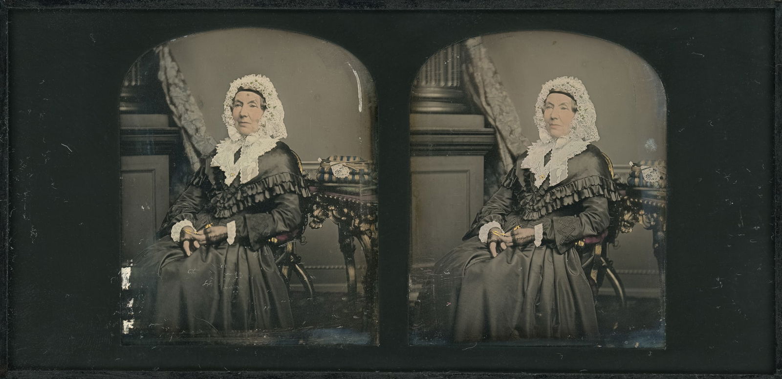 Beautifully Tinted Stereo Daguerreotype Of Woman By Tr Williams Auction