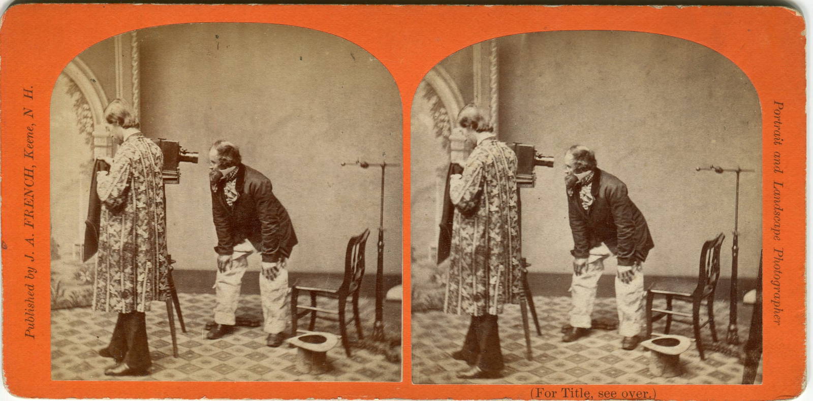 Stereoview By Ja French Of A Photographer And Camera Auction