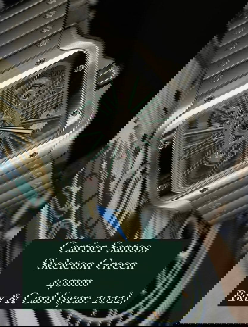 Cartier Santos Skeleton Green 40mm Box And Card 2022 Auction