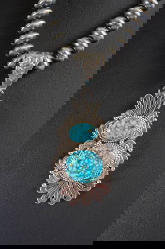 Gorgeous Water Web Turquoise Pendant Necklace