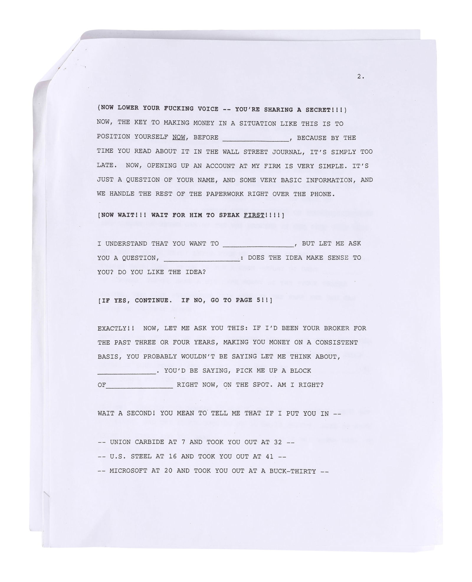 The Wolf Of Wall Street (2013) "the Straight Line Pitch" Sales Pitch Script