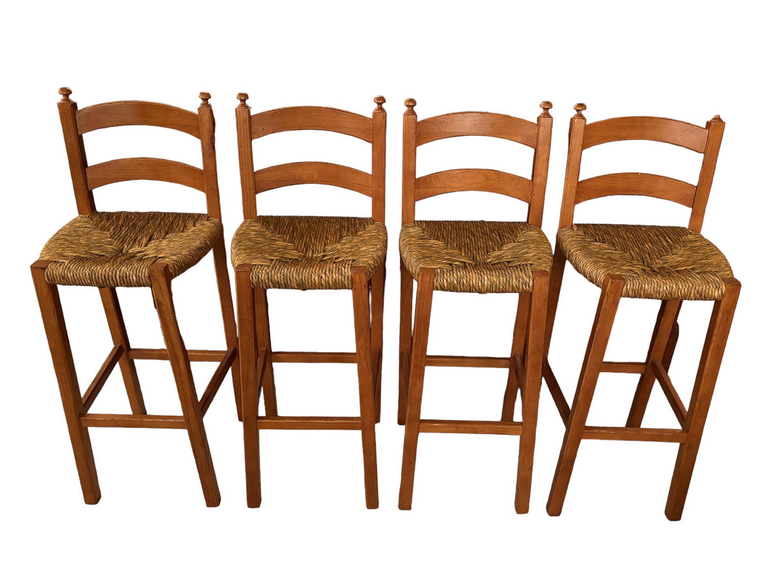 Set Of 4 Ladder Back Bar Stools Auction