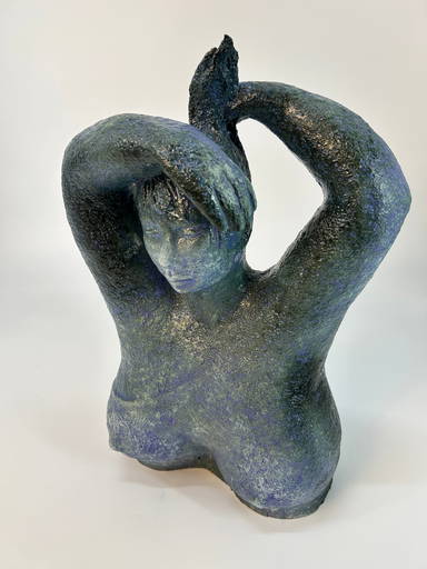 Marvin Levitt Sculpture Bust Of Blue Woman