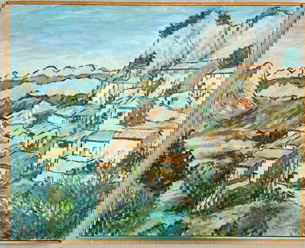 O/c Signed Mcm Landscape After Cezanne