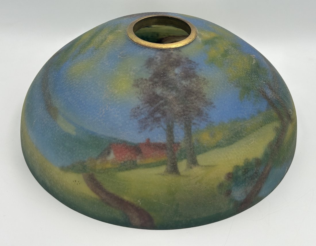 Antique Reverse Painted Lamp Shade Attributed To Jefferson