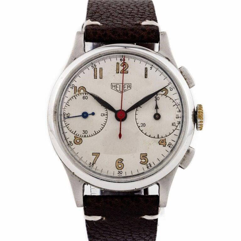 Rare Vintage Heuer 2 Register "big Eye" Angelus 215 Manual Wind ...