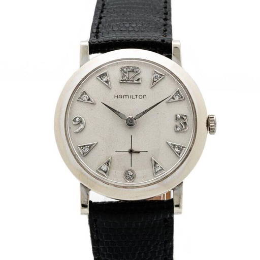 Vintage Hamilton 14kt Solid White Gold Diamond Dial Manual Wind Wrist Watch