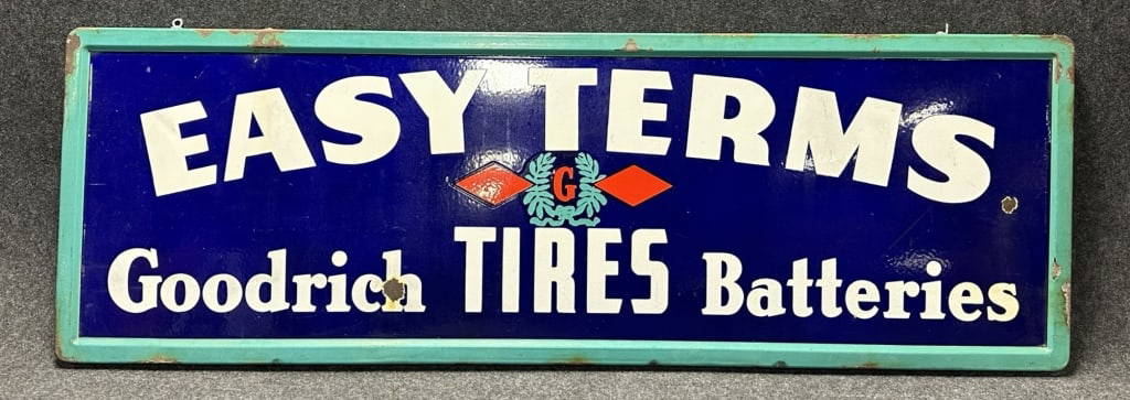 Goodrich Tires Batteries Easy Terms Single Sided Porcelain Self Framed ...