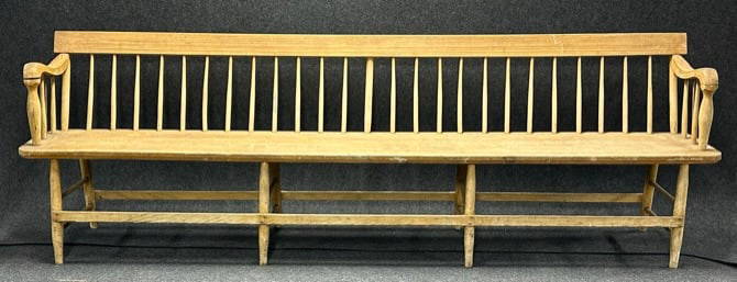 Antique Shaker 86" Wooden Primitive Bench W/ 33 Spindles
