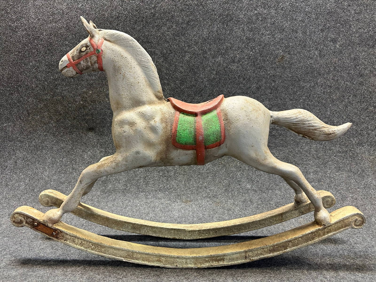 Antique Late 1800s Cast Iron Painted Figural Rocking Horse Auction