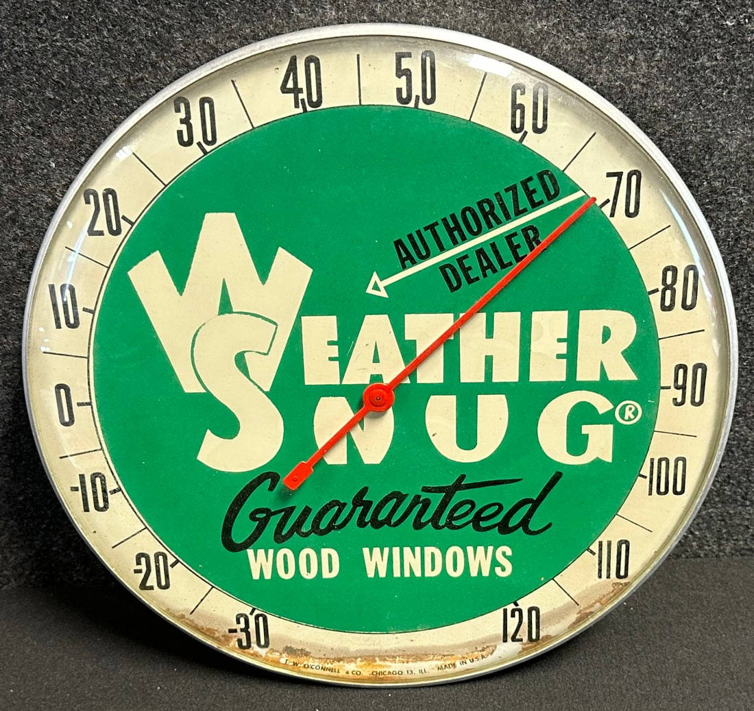 Ca. 1940s Weather Snug Wood Windows 12" Working Glass Face Round ...