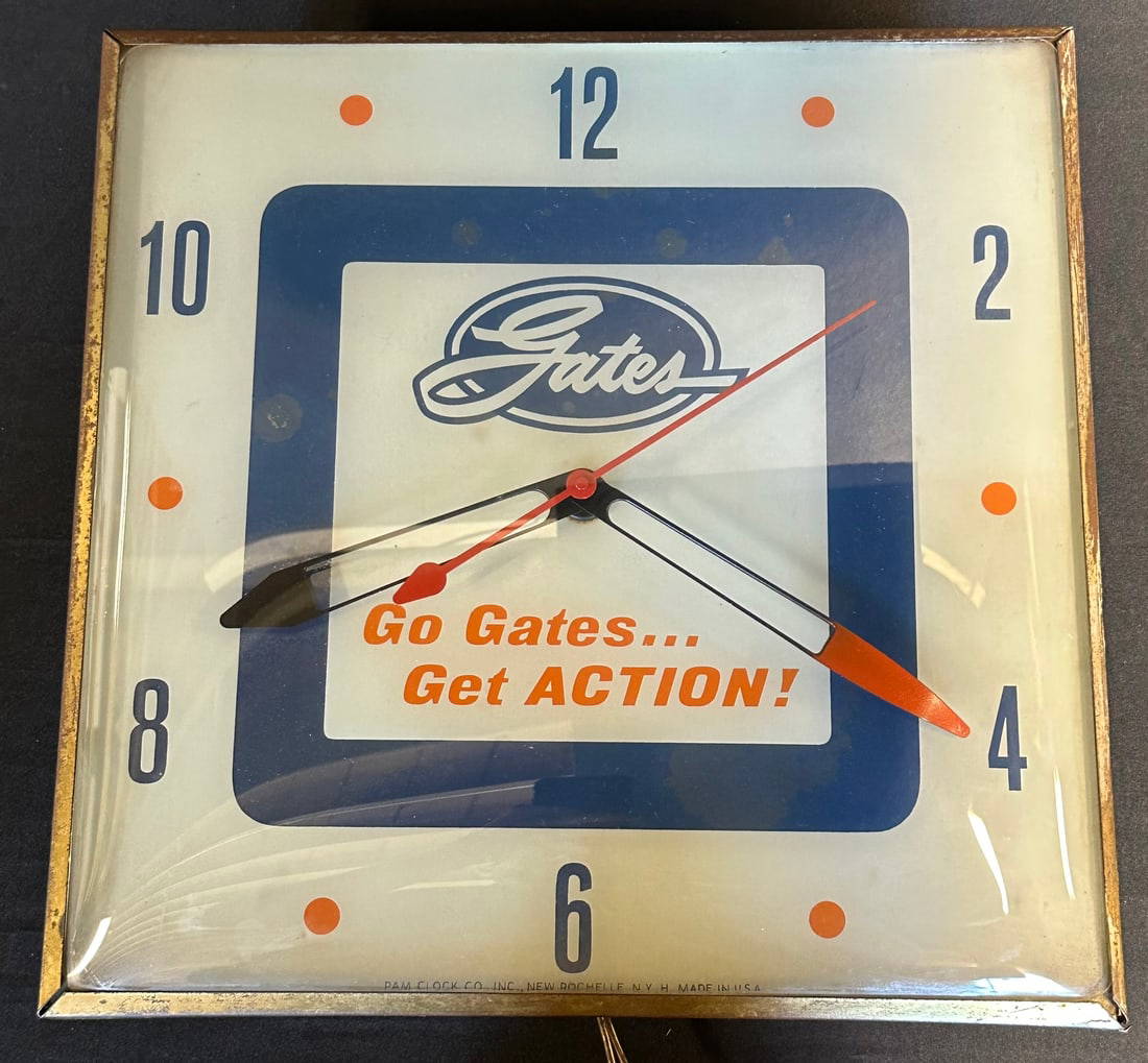 Original Working 1960s Gates Rubber Co Tire Advertising Glass Face ...