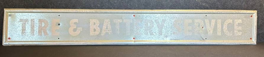 Original 1970s Firestone Tire & Battery Service Aluminum Sign