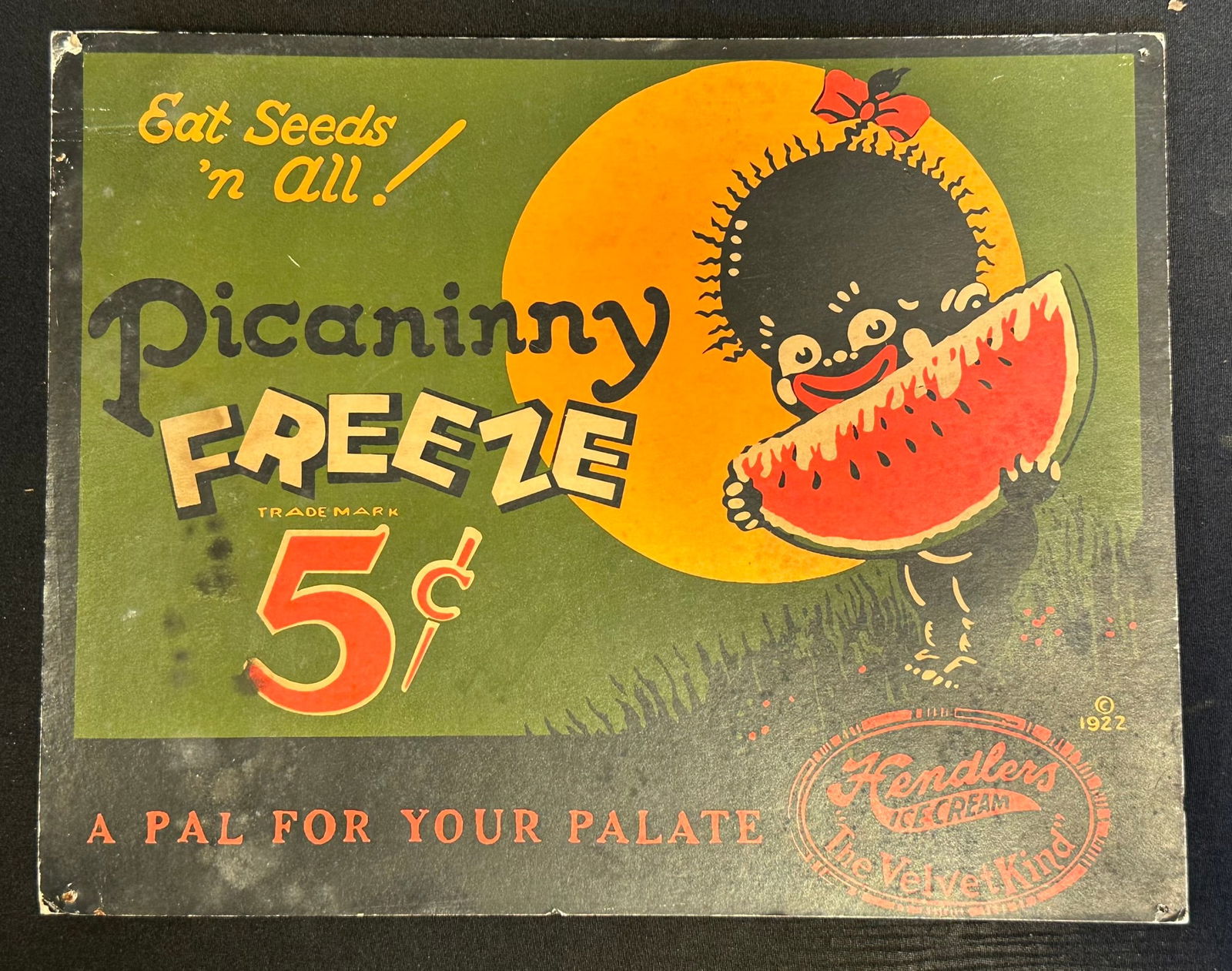 Hendlers Ice Cream Cardboard Advertising Picaninny Freeze Watermelon ...