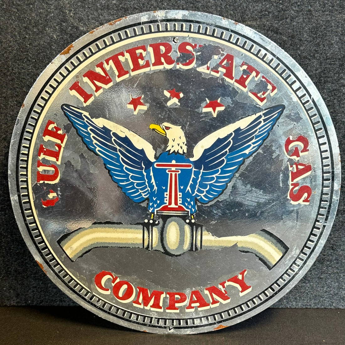 Gulf Interstate Gas Company Aluminum 14" Round Advertising Sign Auction
