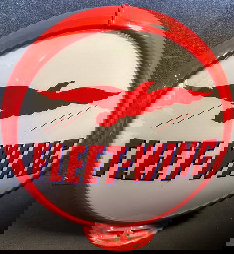 Fleet Wing Gas Pump Globe W/ Original Lenses & Red Capco Plastic Body