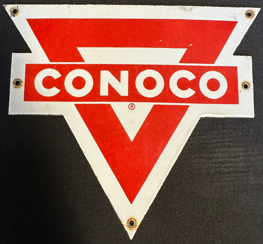 Conoco Single Sided Porcelain Gas Pump Advertising Sign Auction