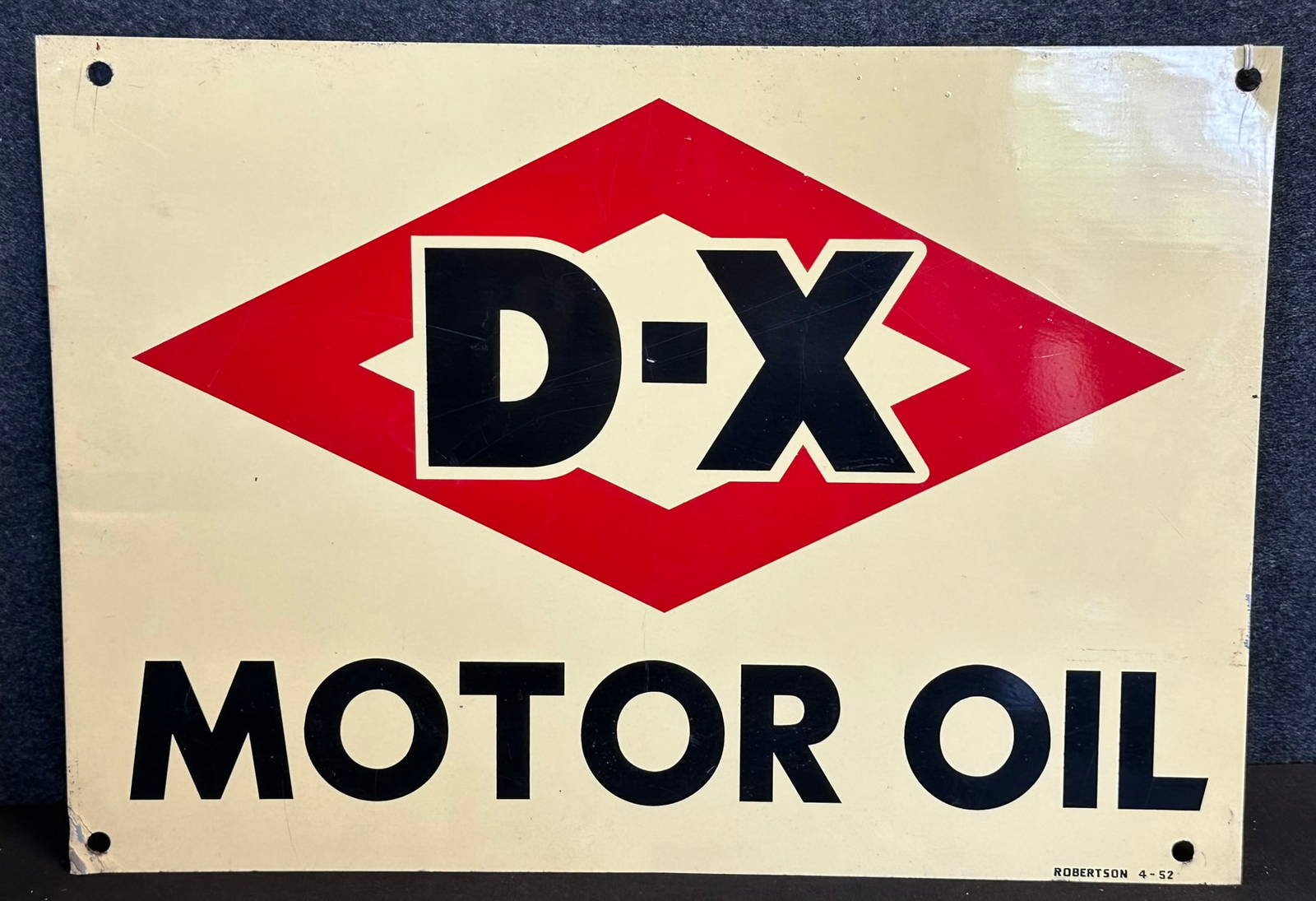 Dx Motor Oil 1950s Single Sided Painted Metal Advertising Sign Auction