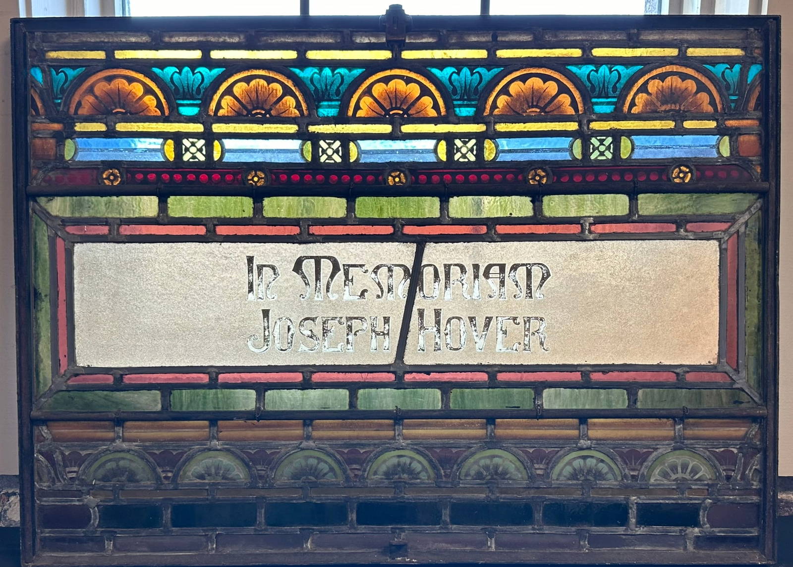 #3 Late 1800s Beautiful Church Stained Glass Two Pane Memorial Window ...