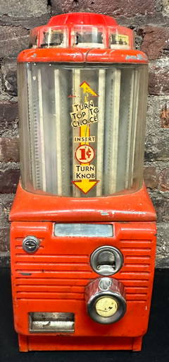 Antique Northwestern Candy Vending Machine W/ 1 Cent Turn Knob Morris ...