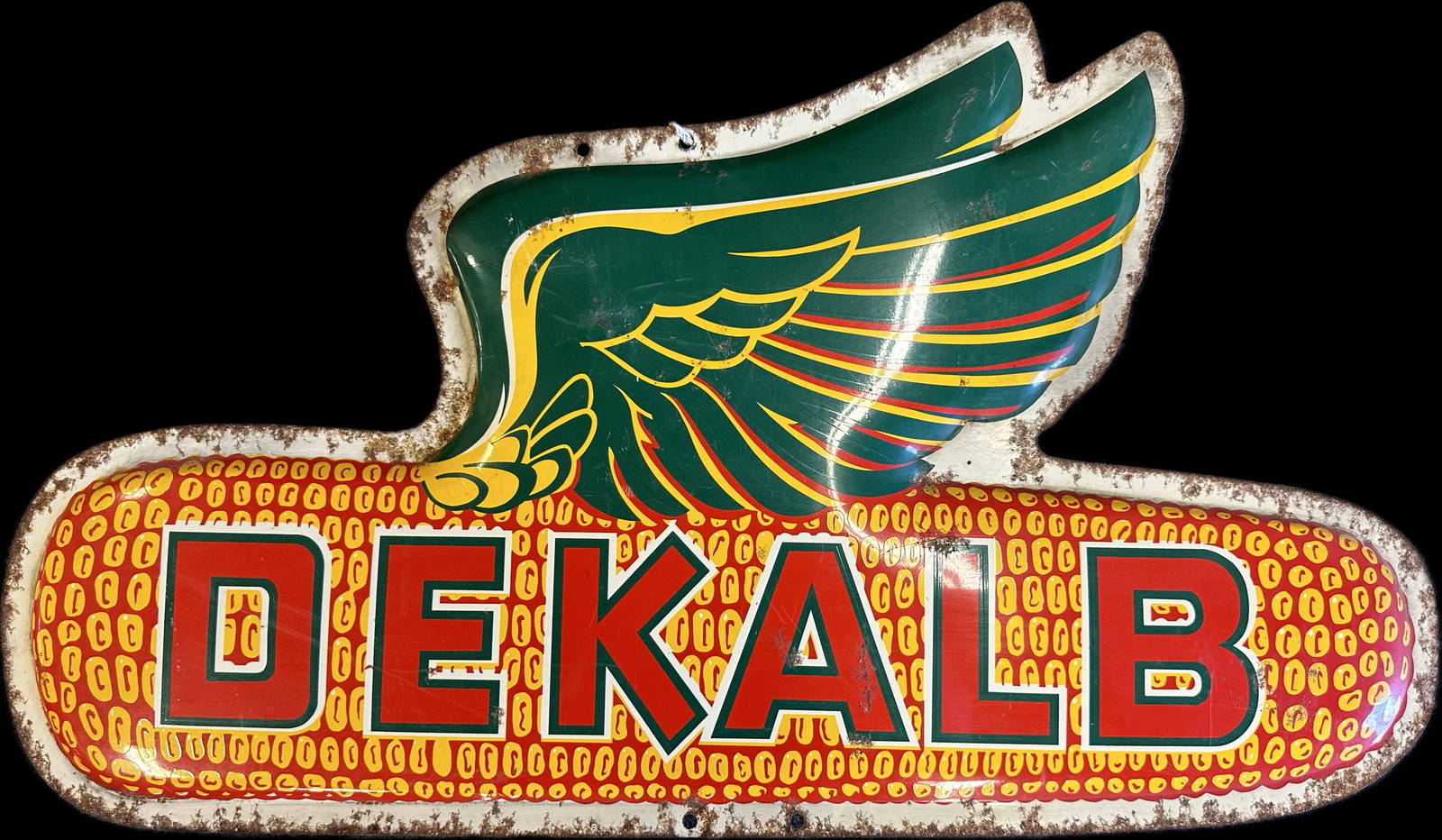 Vintage Dekalb Winged Corn Cob Metal Sign Auction