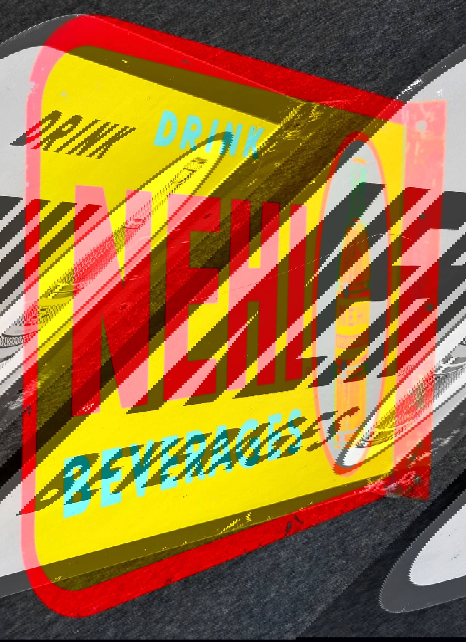 Drink Nehi Beverages Double Sided Painted Metal Flange 1940s Sign Auction