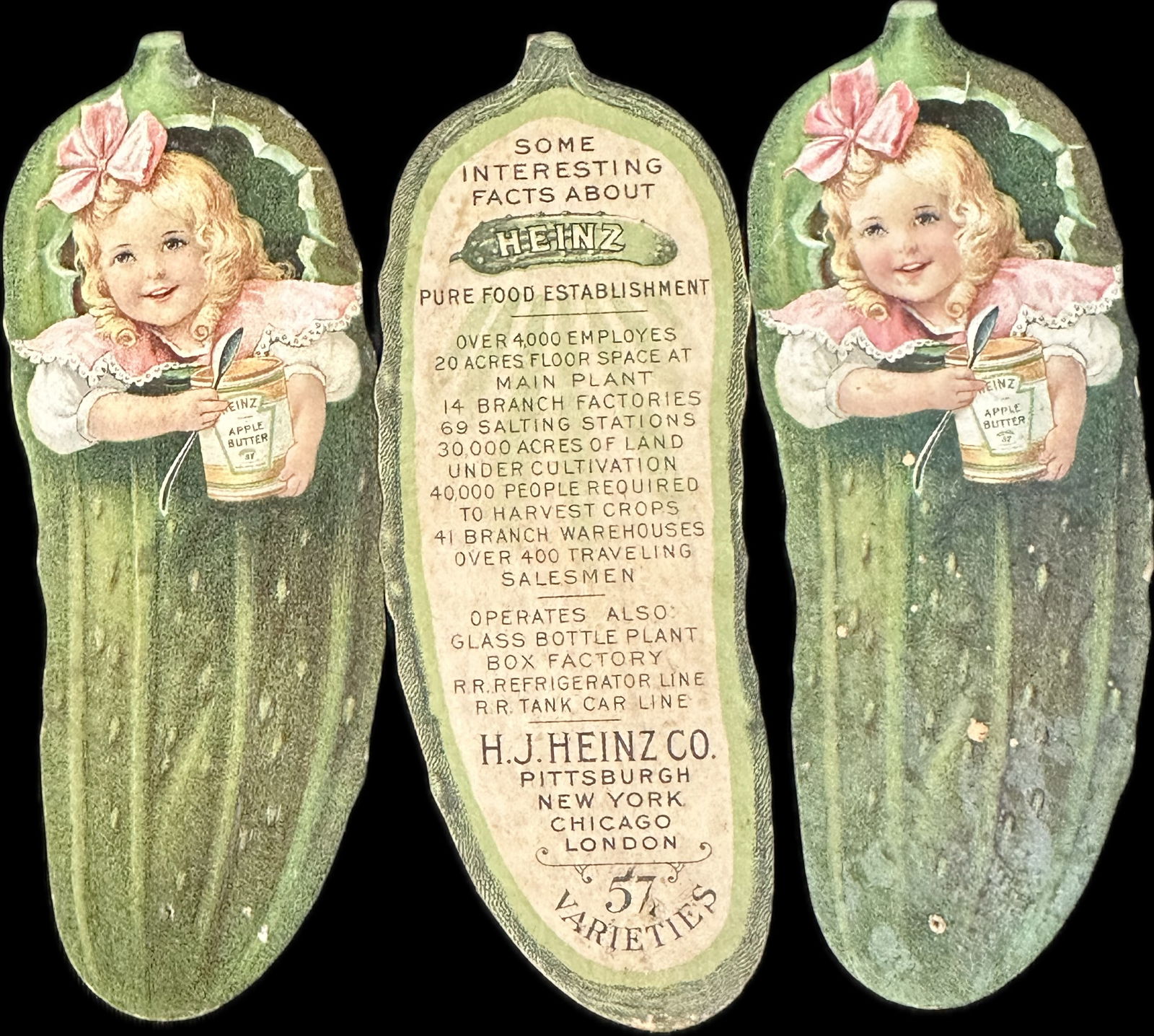Lot 3 Antique Early 1900s H.j. Heinz Pickle Cardboard Fan Pulls Book ...