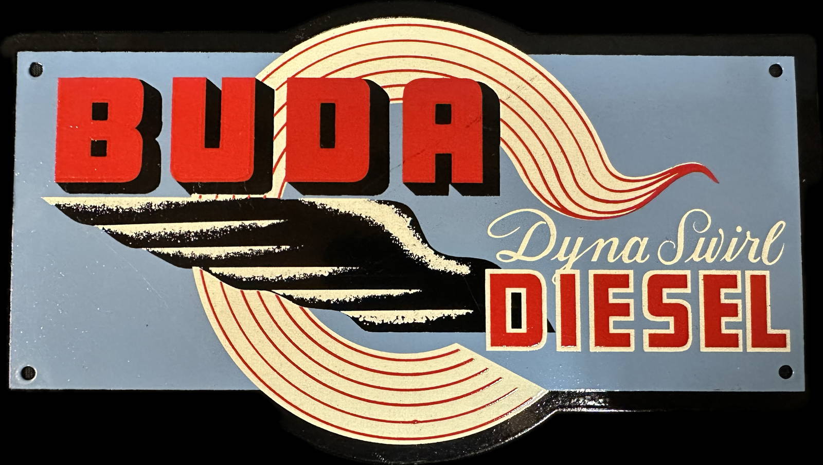 Buda Dyna Swirl Diesel Tractor Advertising Painted Tin Sign Auction