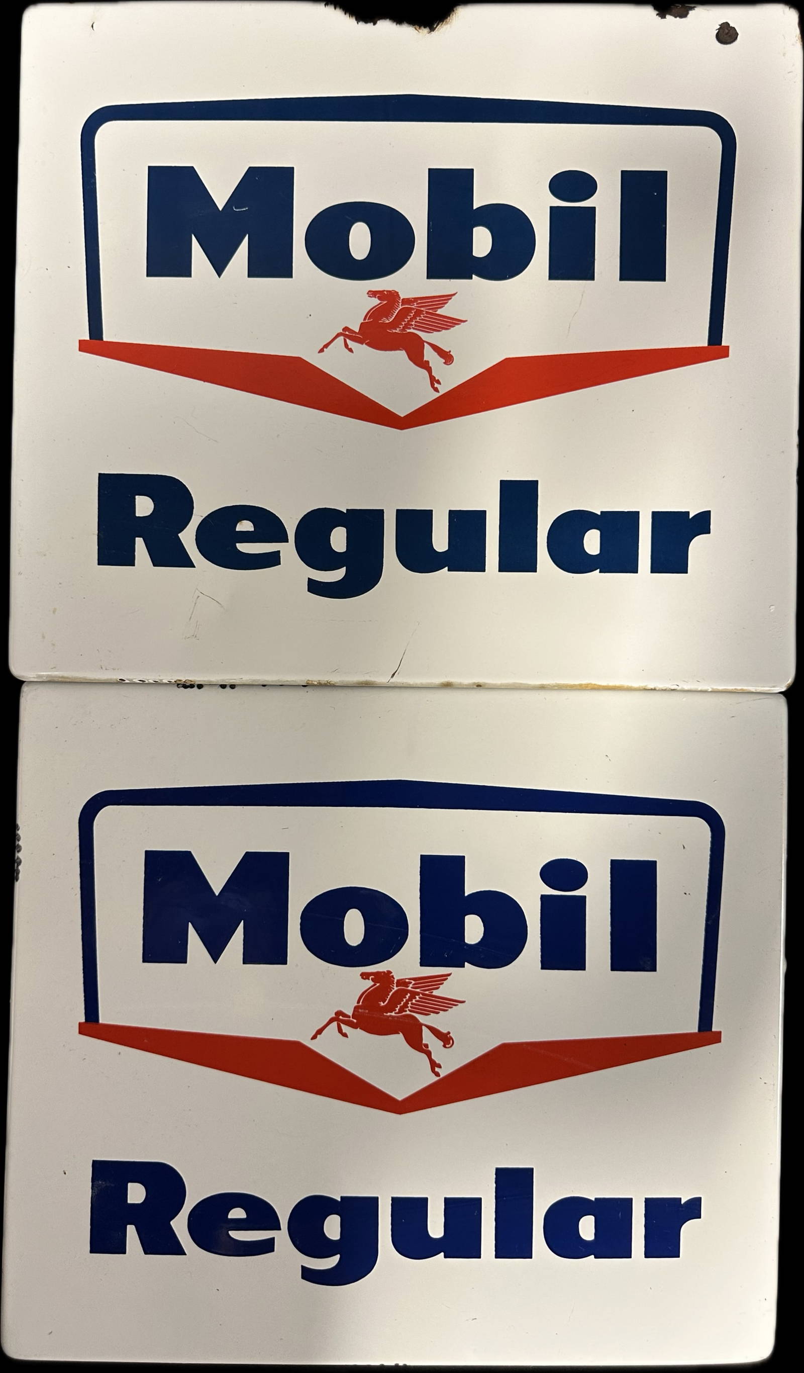 Pair 1950s Mobil Regular Porcelain Pump Plates Auction