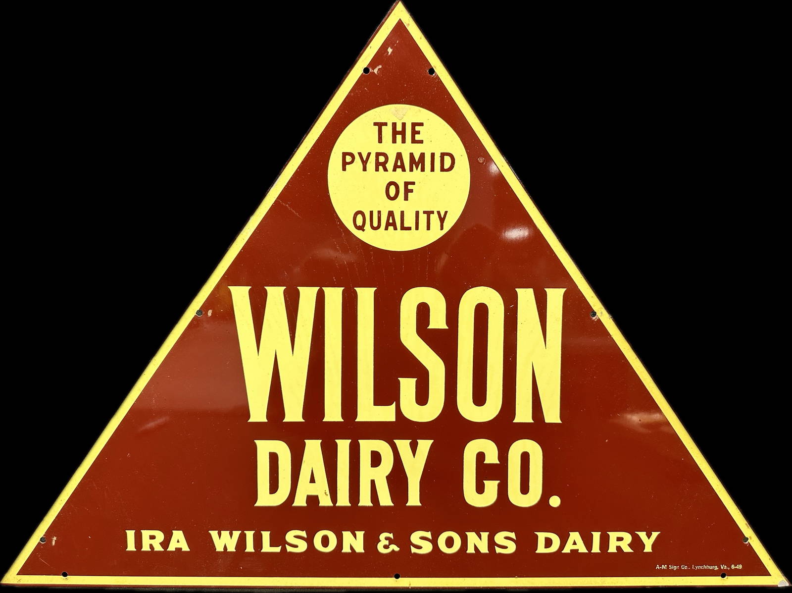 Scarce 1949 Nos Ira Wilson & Sons Dairy Co Painted Metal Triangular ...