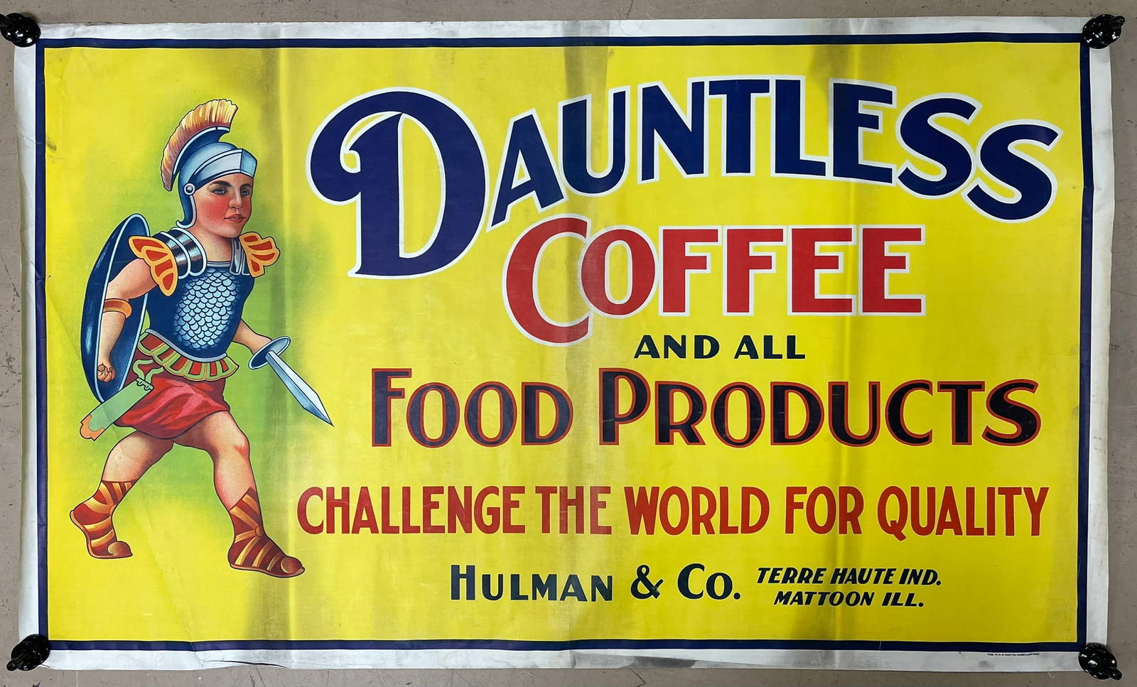 Antique Dauntless Coffee Original 1930s Canvas Advertising Banner Sign ...