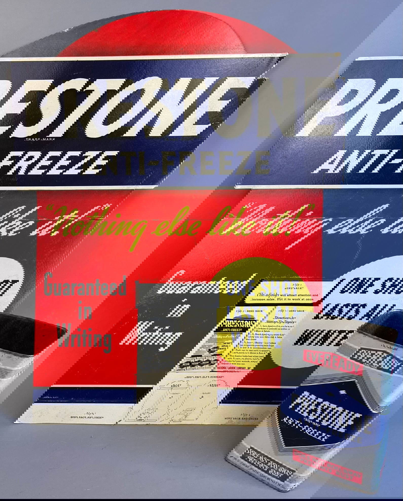 1950s Prestone Anti Freeze Advertising Cardboard Easel Back Store ...