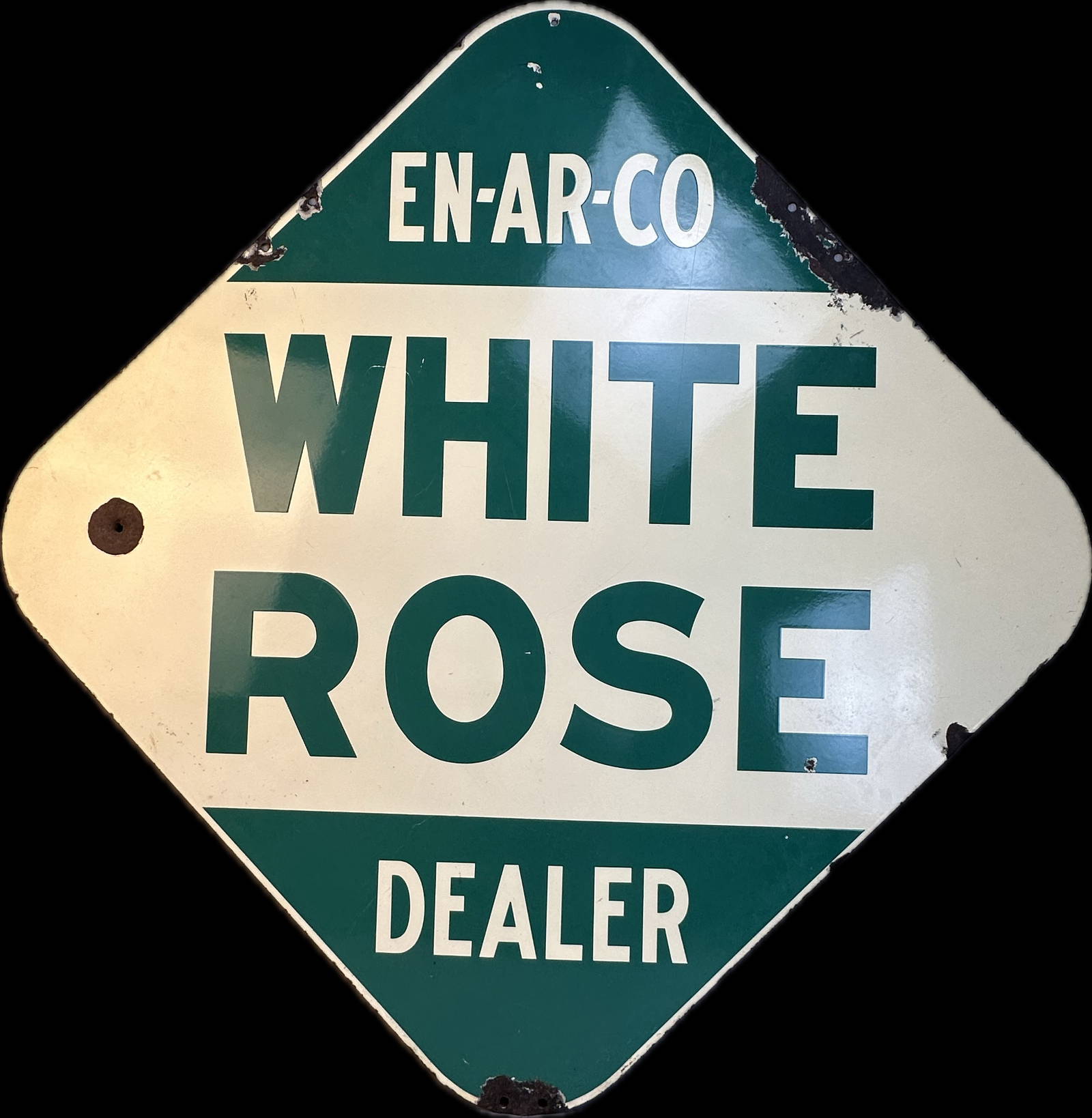 1930s En-ar-co White Rose Dealer Double Sided Porcelain Enamel ...