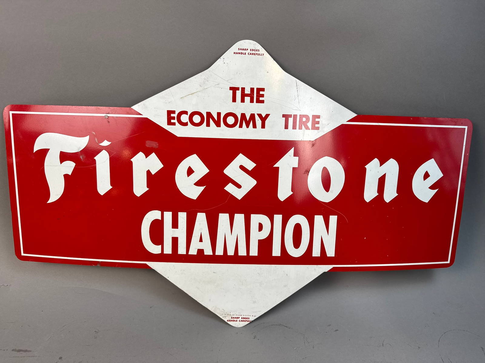 1950s Firestone Champion Tire Store Display Metal Sign Auction