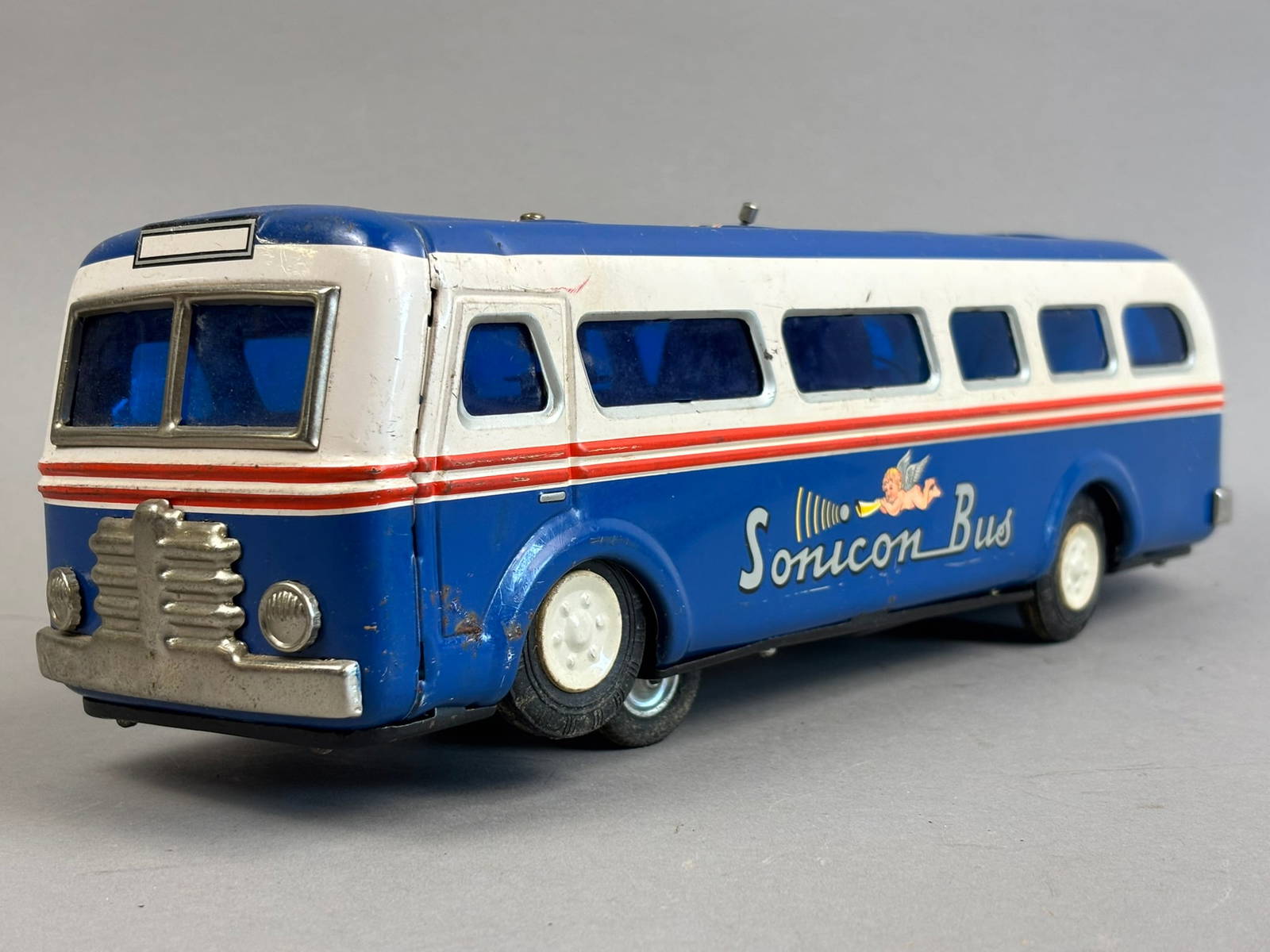 Masudaya Battery Op Tin Sonicon Bus Toy Japan Auction