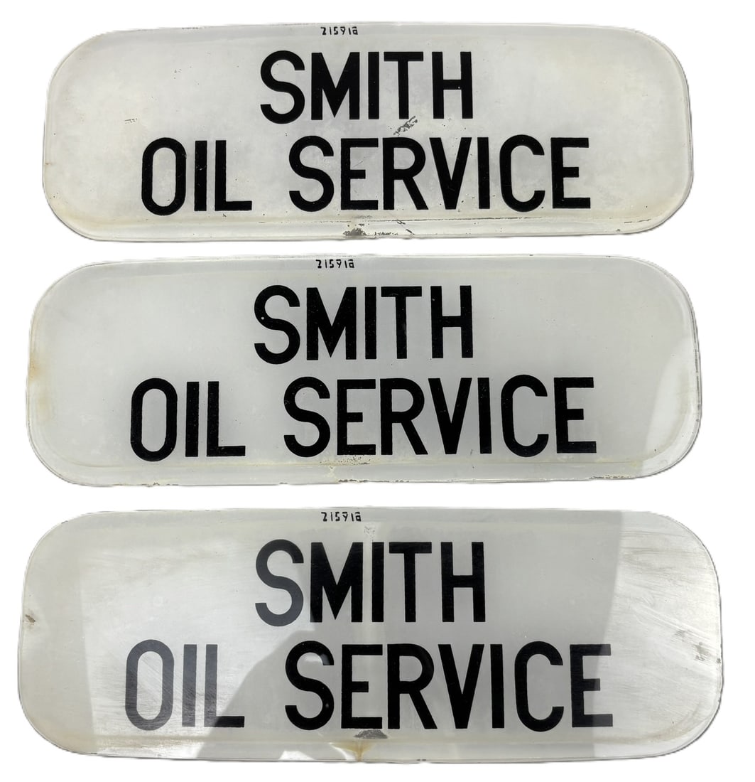 Smith Oil Service Lot 3 Original 1950s Gas Pump Ad Glass Signs Auction