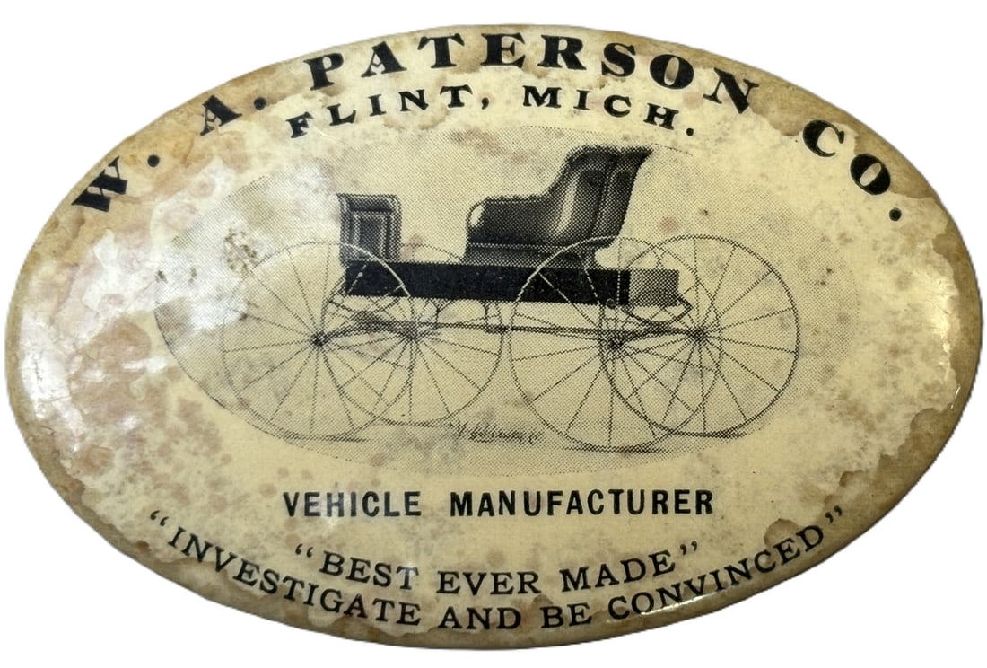 W.a. Patterson Co Flint Michigan Vehicle Pocket Mirror Ca. 1910s Auction