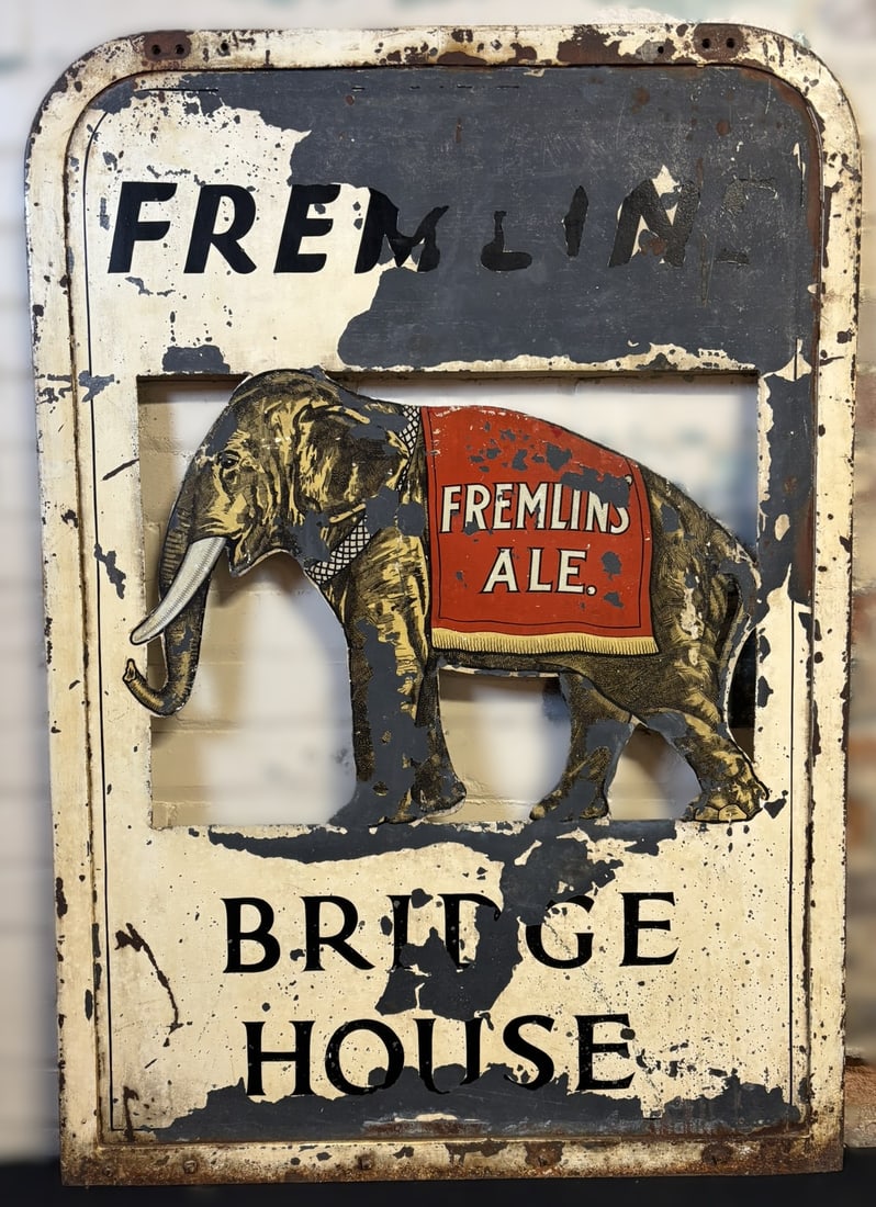 Fremlins Ale Bridge House Original Diecut Tavern Pub Sign W/ Elephant ...