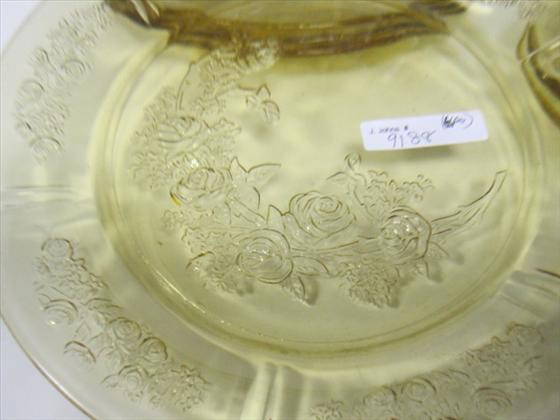 6 Gold Depression Glass Plates Rose Pattern