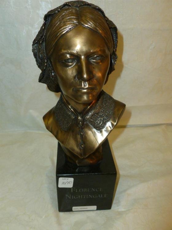 Bust of Florence Nightingale solid brass on marble base