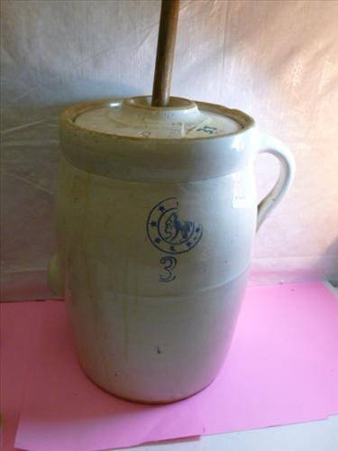 #3 Butter Churn Indian Head With Stars In Blue 13 1/2