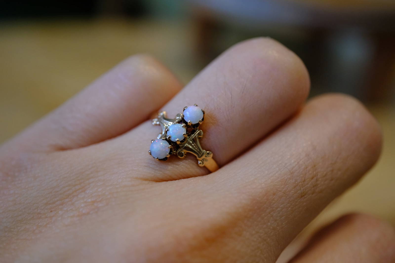 Antique Estate Opal Ring In 14k Yellow Gold Auction