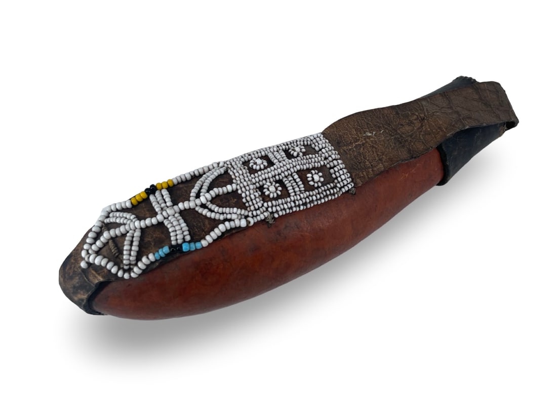 African Tribal Water Flask Made Of Gourd Auction